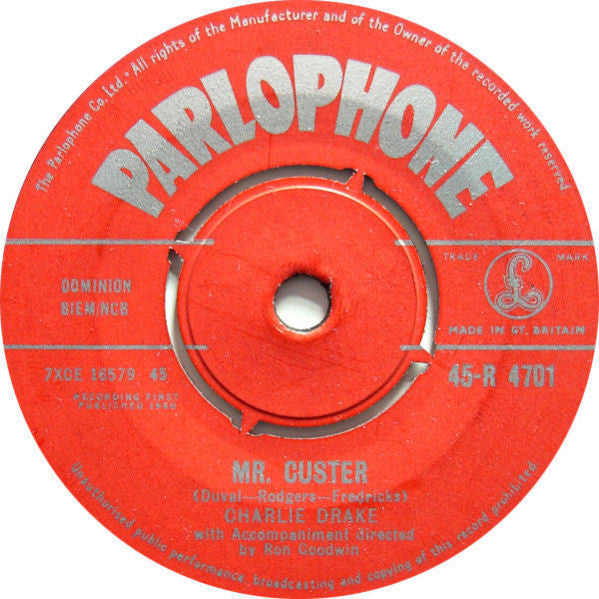 Buy Charlie Drake : Mr. Custer / Glow Worm (7") Online for a great ...
